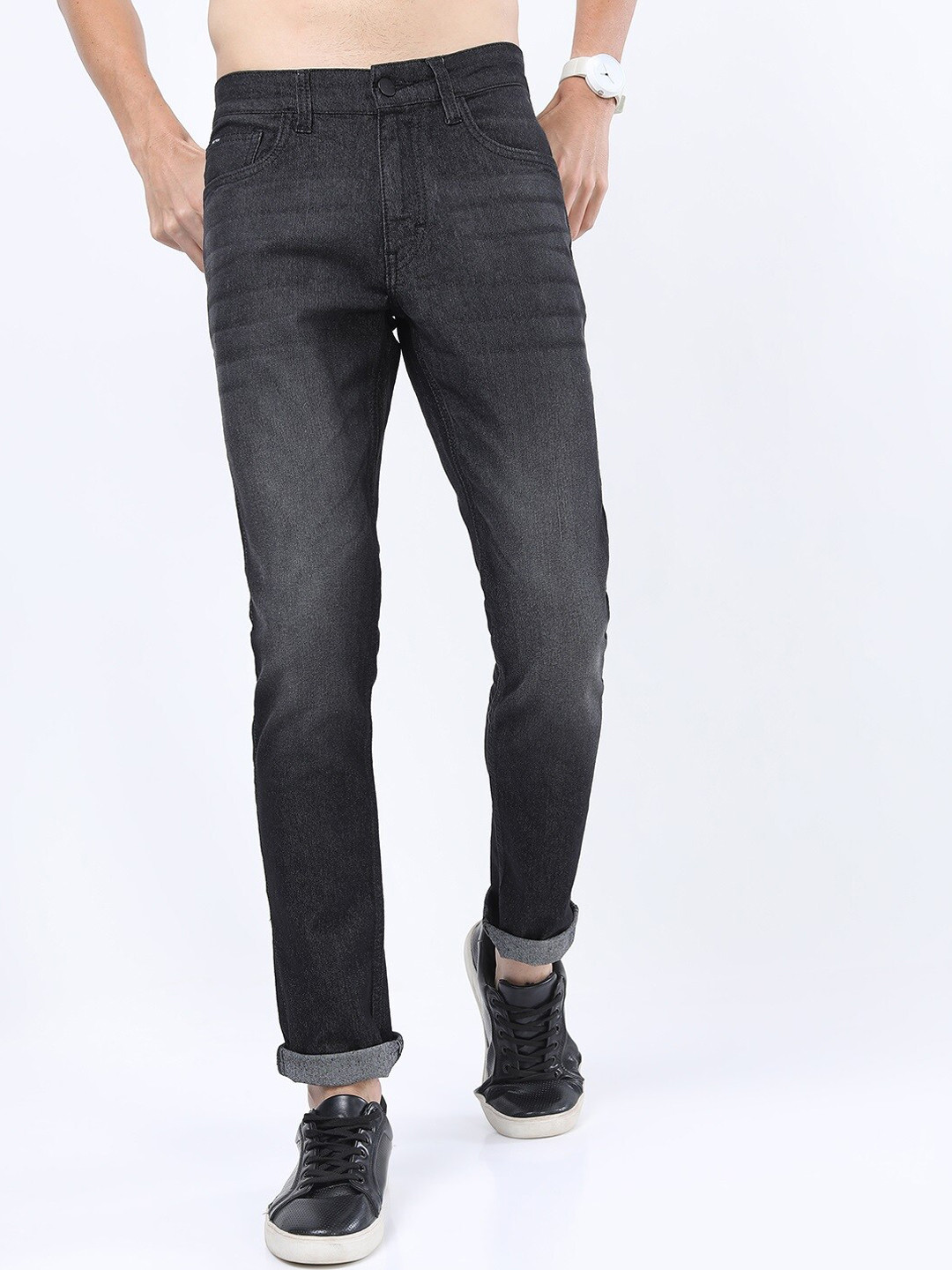 Buy KETCH Men Charcoal Slim Fit Light Fade Stretchable Jeans - Jeans ...