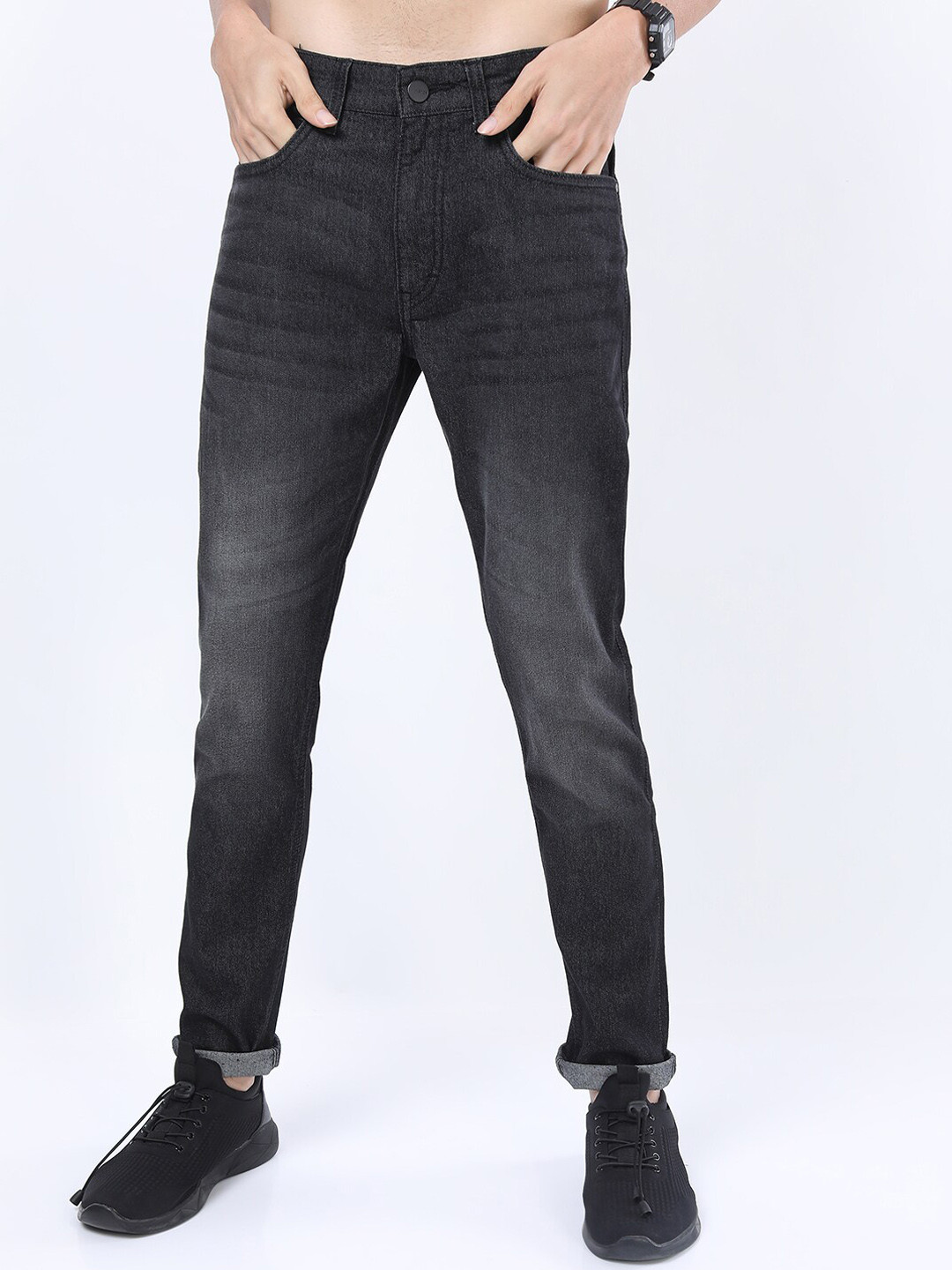 Buy KETCH Men Charcoal Tapered Fit Stretchable Jeans - Jeans for Men ...