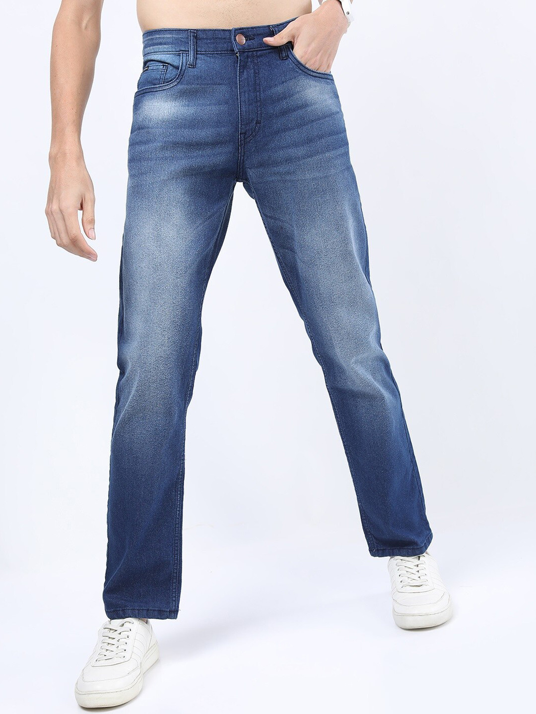 Buy KETCH Men Blue Straight Fit Mid Rise Light Fade Stretchable Jeans ...