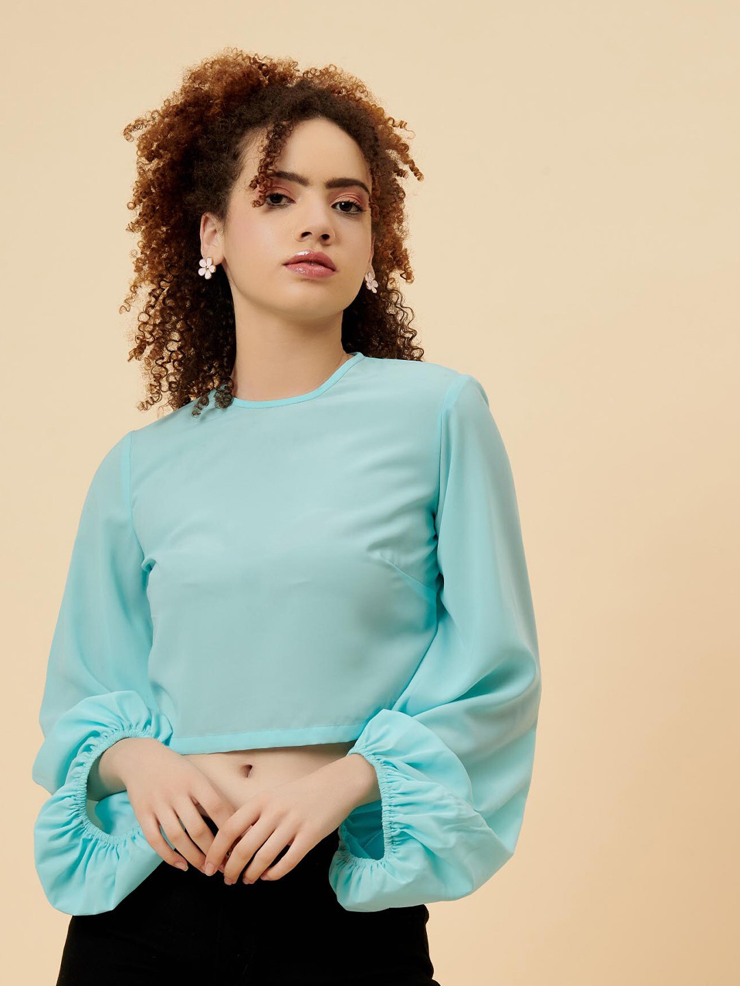 Buy Enzeo Blue Blouson Crop Top - Tops for Women 19201270 | Myntra