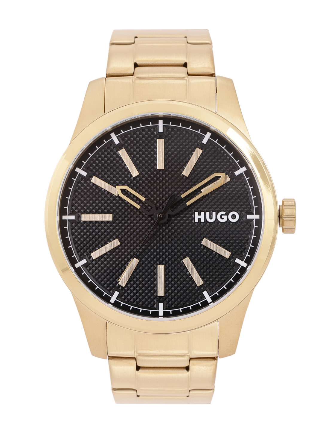 Buy HUGO Men Black Invent Patterned Bracelet Style Analogue Watch ...
