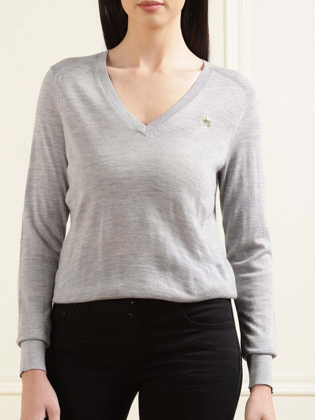 Buy Ted Baker Women Grey Solid Wool Pullover - Sweaters for Women ...