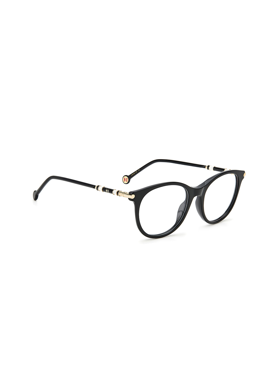 Buy Carolina Herrera Unisex Black & Gold Toned Full Rim Round Frames ...