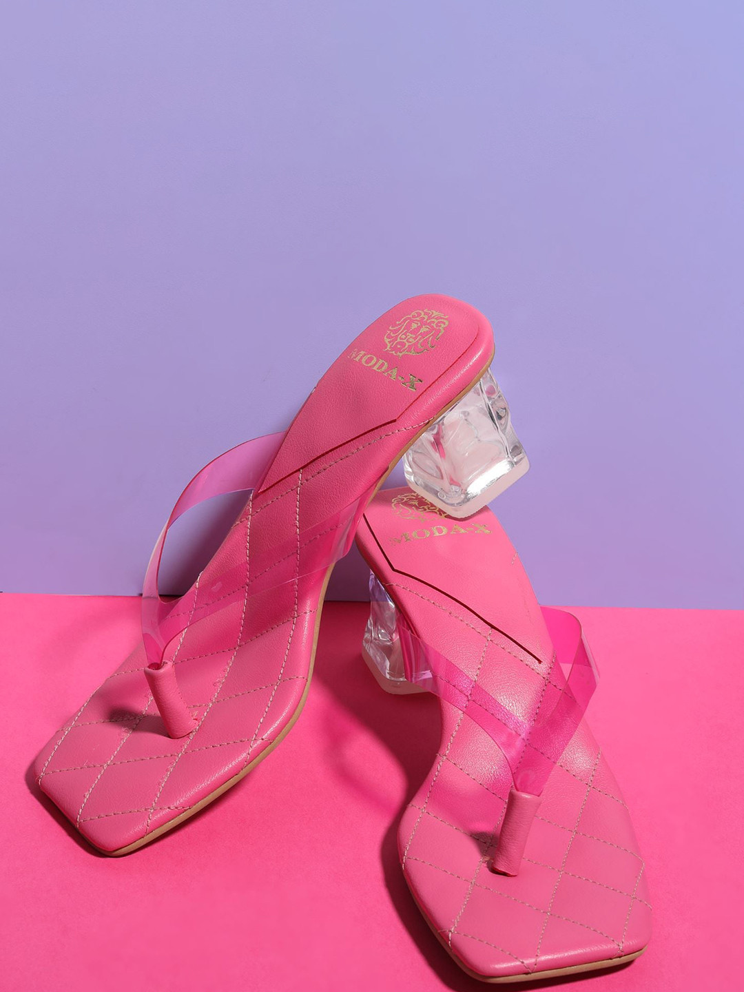 Buy MODA X Pink Transparent Block Sandals - Heels for Women 19206838 ...