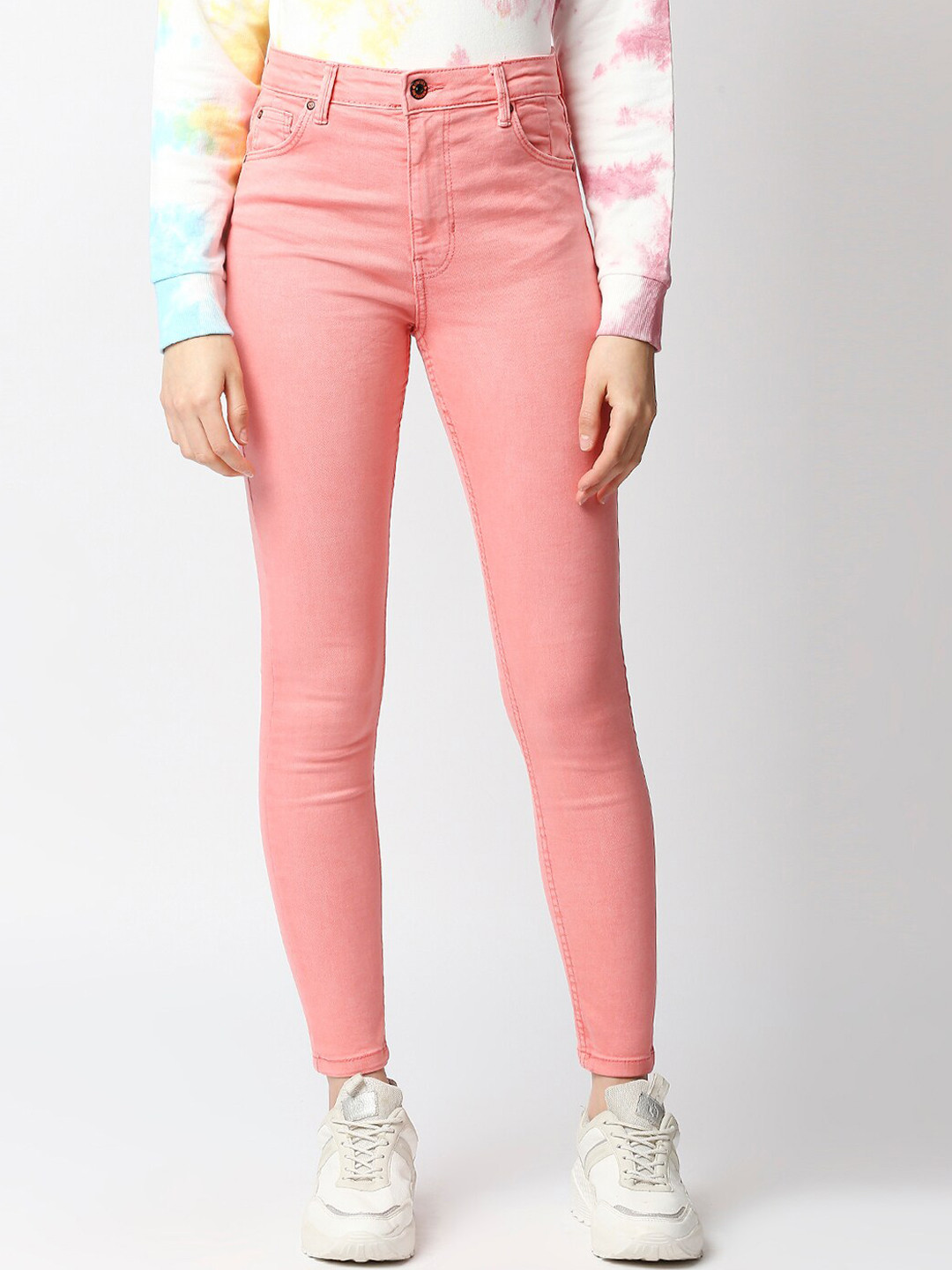 Buy LOVEGEN Women Pink Skinny Fit High Rise Stretchable Jeans - Jeans ...