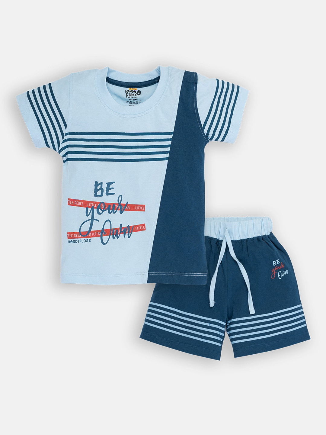 Buy AMUL Kandyfloss Boys Blue Pure Cotton Printed T Shirt With Shorts ...
