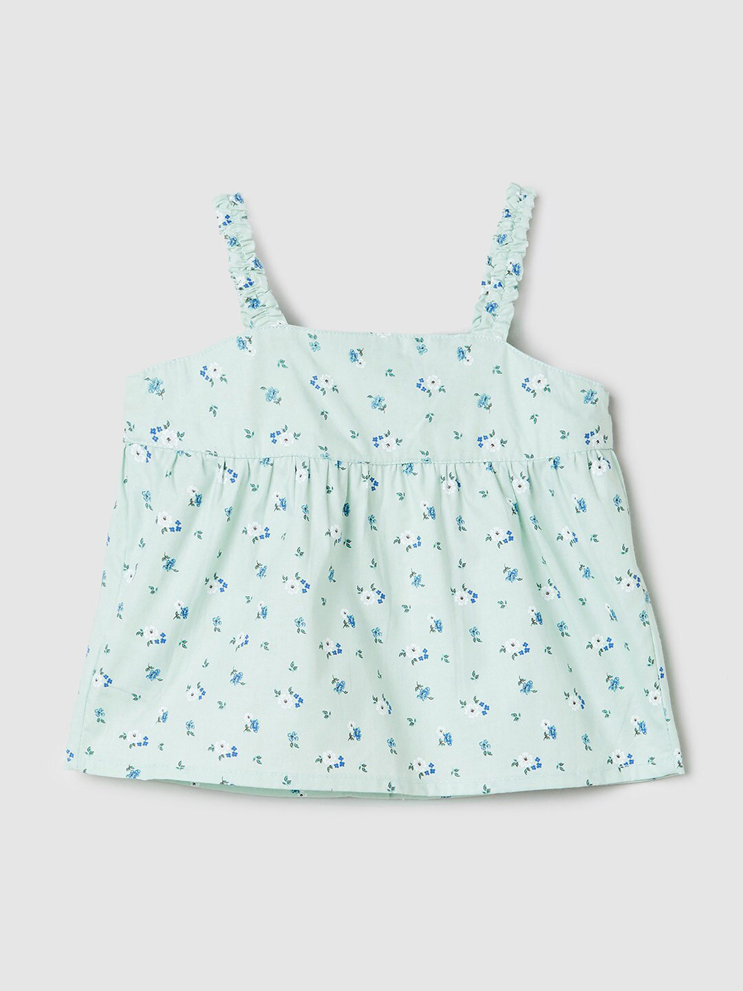Buy Max Turquoise Blue Floral Print Empire Top - Tops for Girls ...