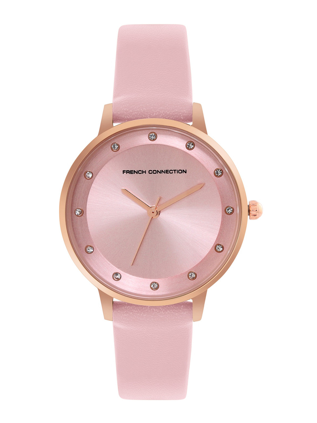 Buy French Connection Women Embellished Dial & Leather Straps Analogue ...
