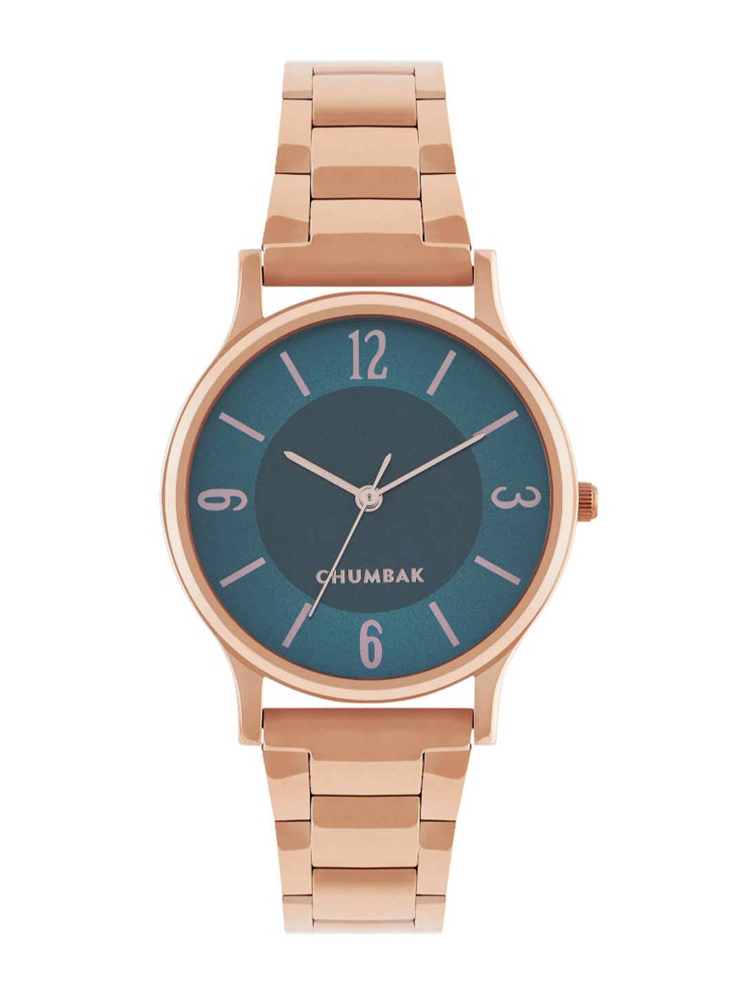 Buy TEAL BY CHUMBAK Women Blue Brass Patterned Dial & Rose Gold Plated ...