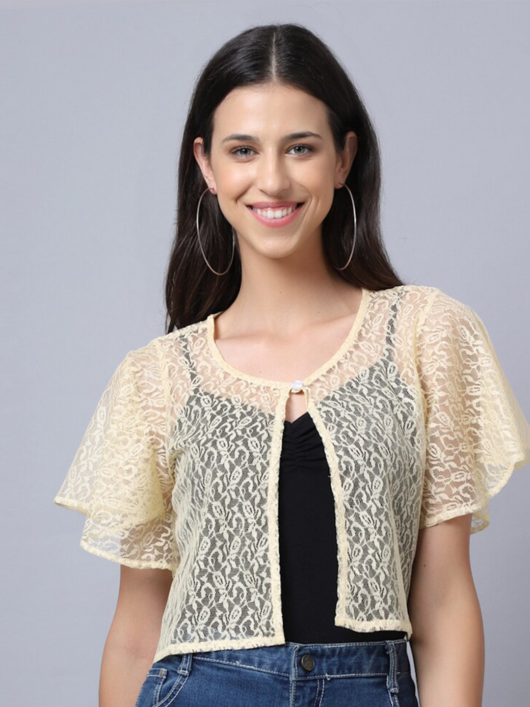Buy Rute Women Beige Self Design Shrug - Shrug for Women 19216376 | Myntra
