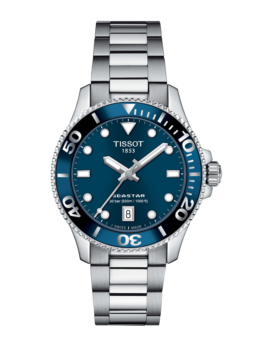 Buy TISSOT Unisex Blue Dial & Silver Toned Stainless Steel Bracelet ...