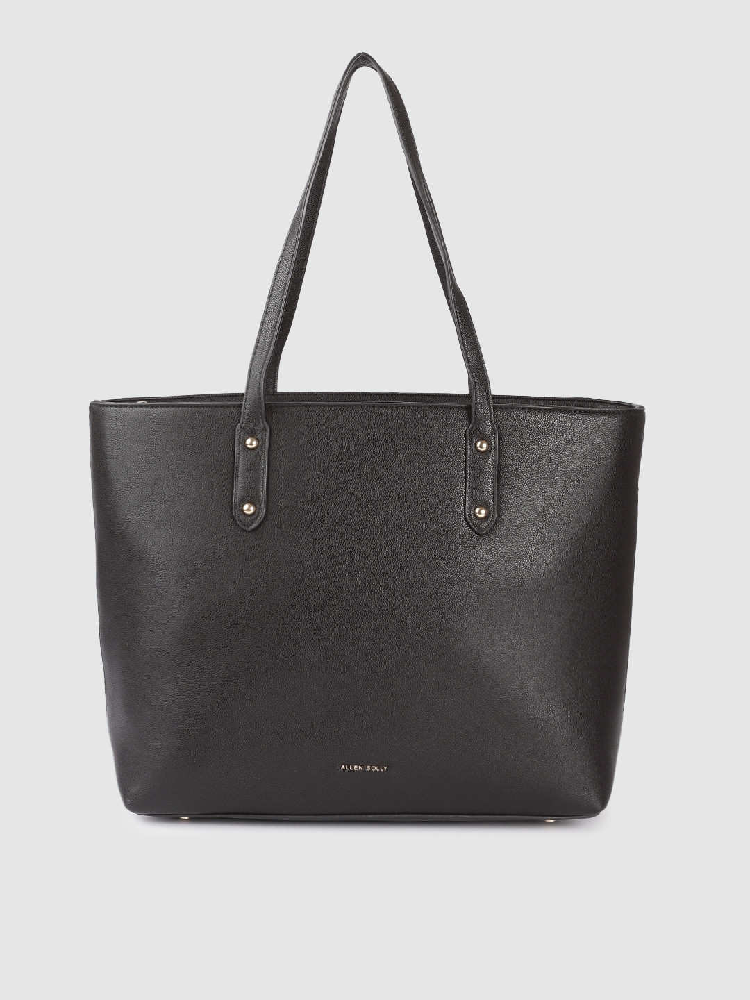 Buy Allen Solly Black Solid PU Oversized Structured Shoulder Bag With ...