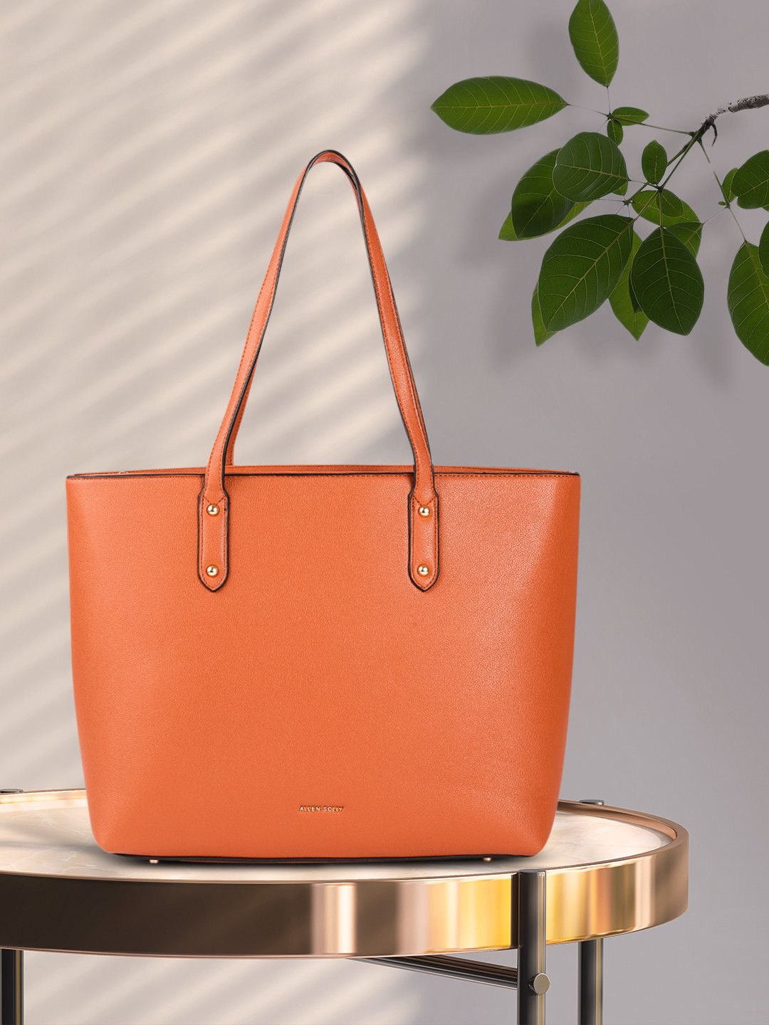 Buy Allen Solly Rust Brown PU Oversized Structured Shoulder Bag ...