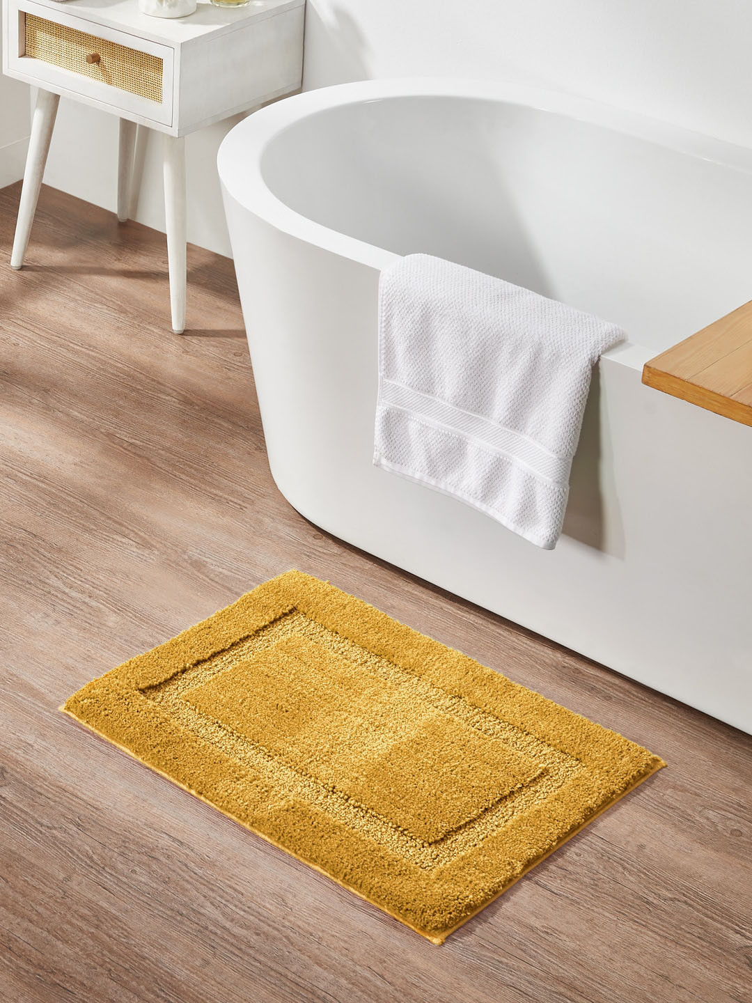 Buy Pano Yellow Toned Rectangle Solid Bath Rug 1600 GSM - Bath Rugs for ...