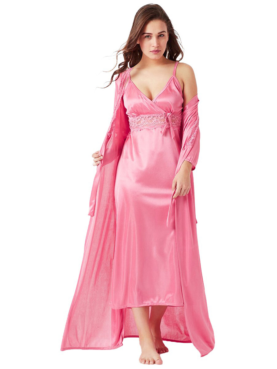 Buy Romaisa Pink Maxi Nightdress - Nightdress for Women 19222550 | Myntra