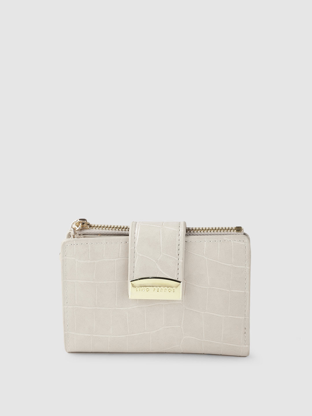 Buy Lino Perros Women Grey Croc Textured Two Fold Wallet - Wallets for ...