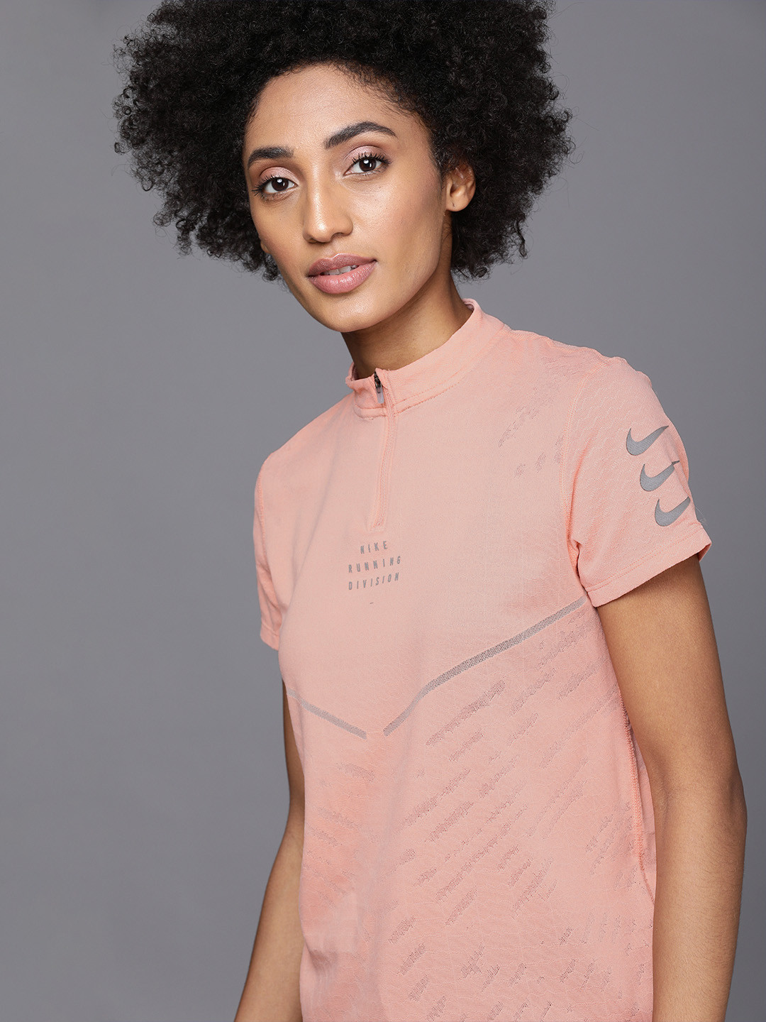 Buy Nike Women's Orange Run Dvn Zip Detailed Dri Fit Top - Tops for ...