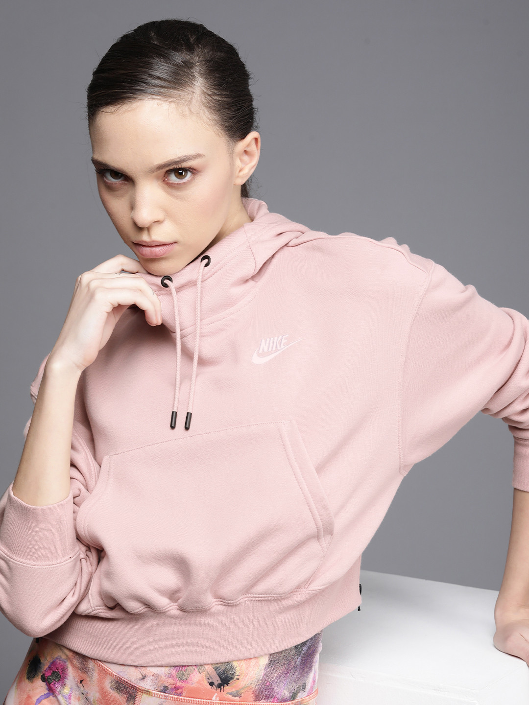 Buy Nike Women Pink Solid Hooded Sporty Jacket With Side Zip - Jackets ...