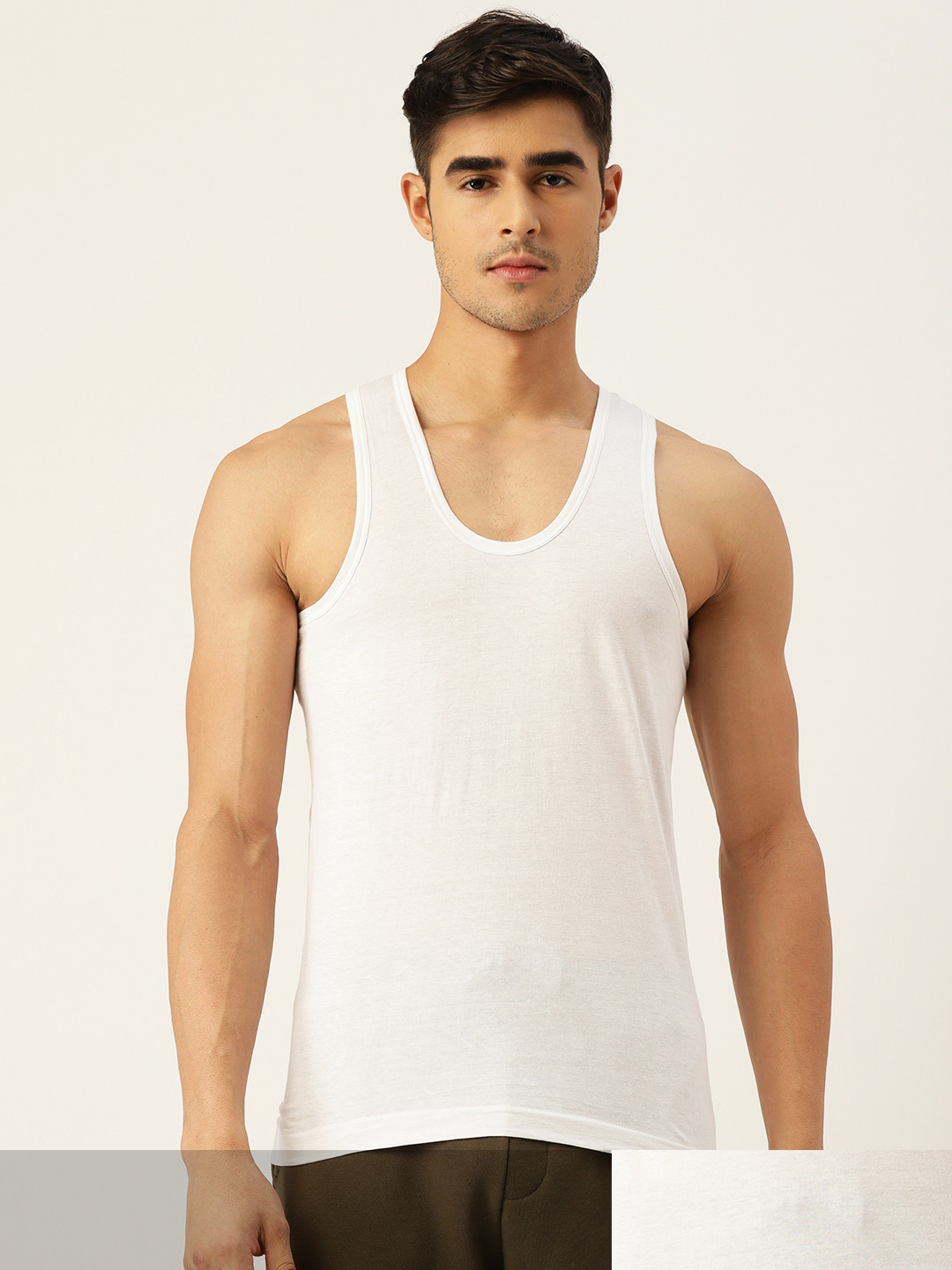 Buy Rupa Men Pack Of 2 White Solid Basic Innerwear Vests - Innerwear ...