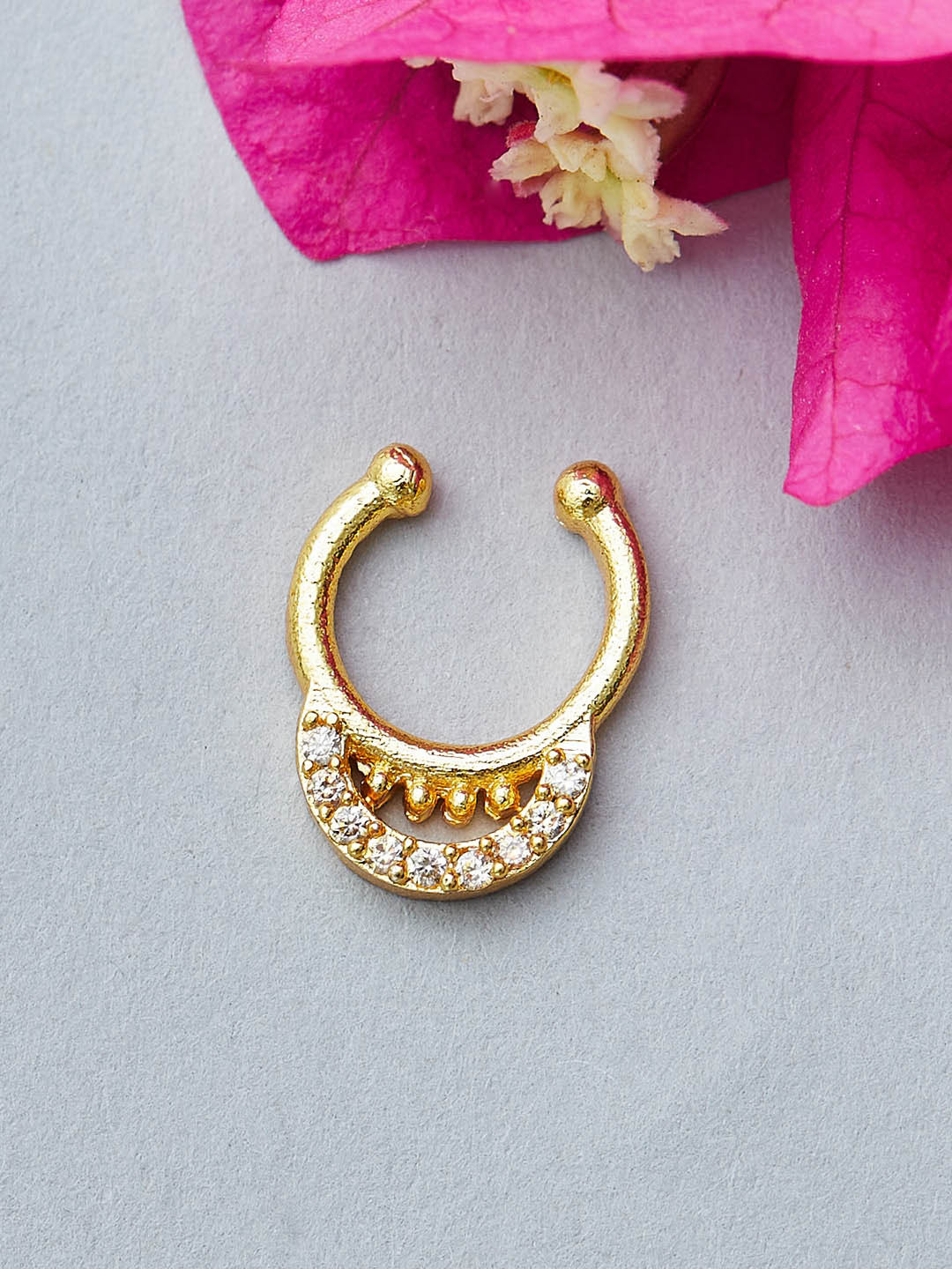 Buy Voylla Gold Plated White Stone Studded Nosepin - Nosepin for Women ...