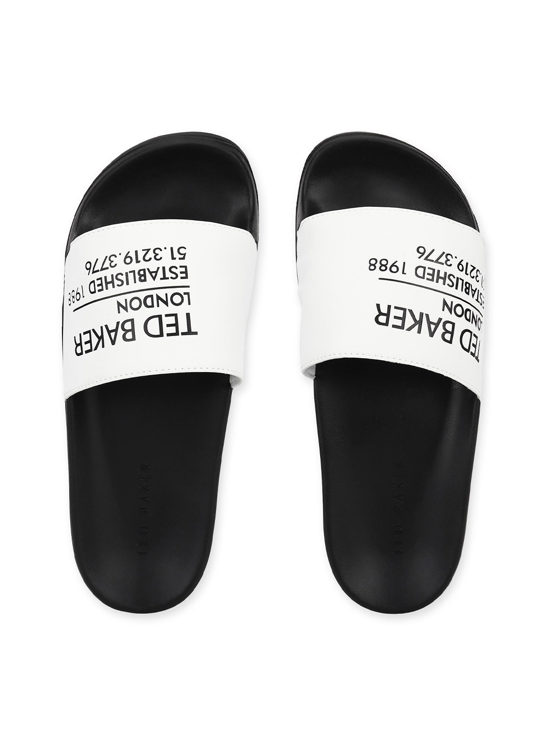 Buy Ted Baker Women White & Black Printed Sliders - Flip Flops for ...