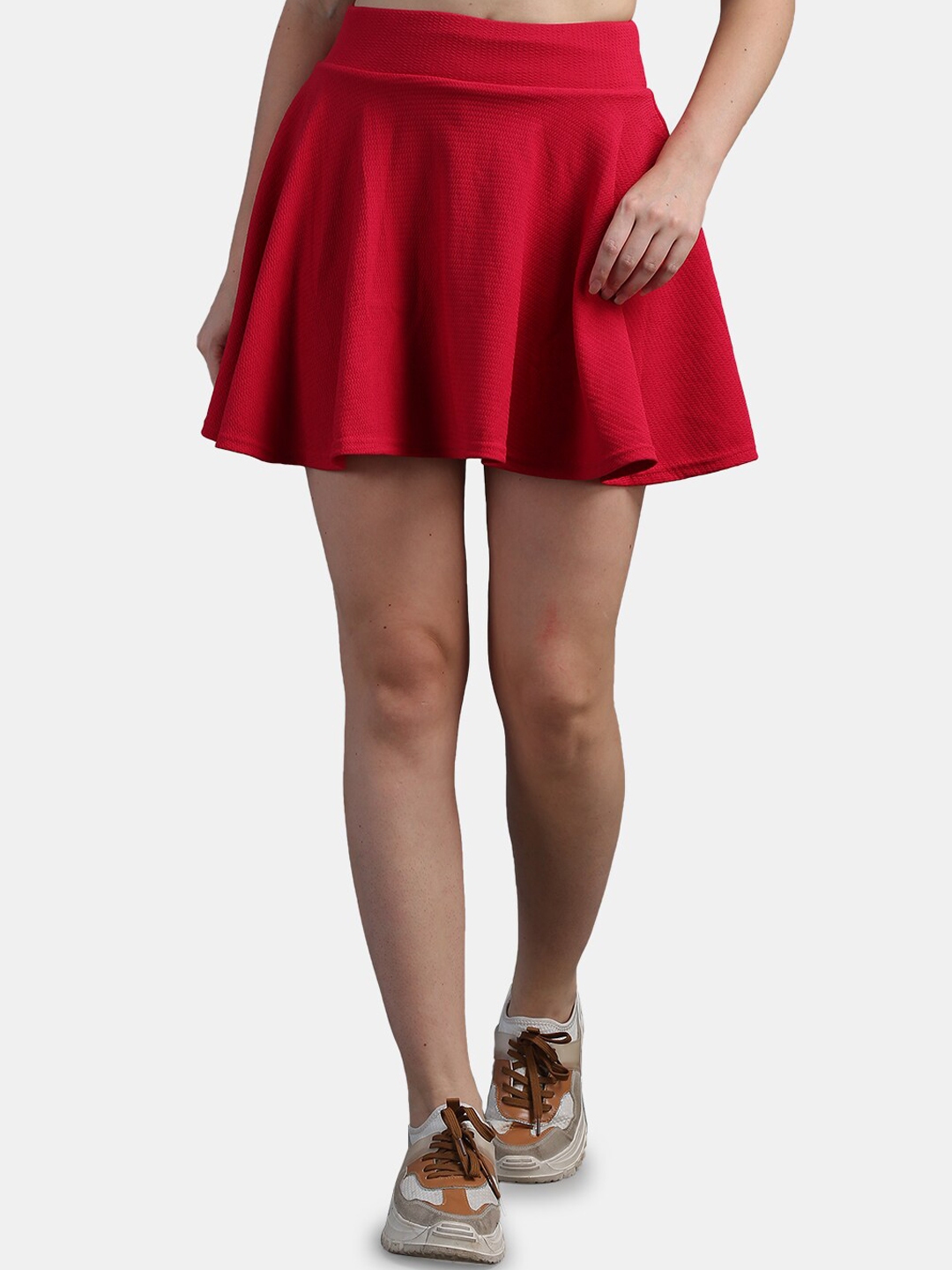 Buy N Gal Women Red Solid Flared Skater Mini Skirt Skirts For Women
