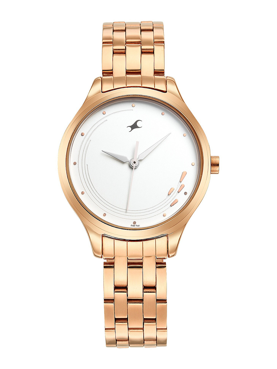 Buy Fastrack Women White Brass Dial & Gold Plated Stainless Steel ...
