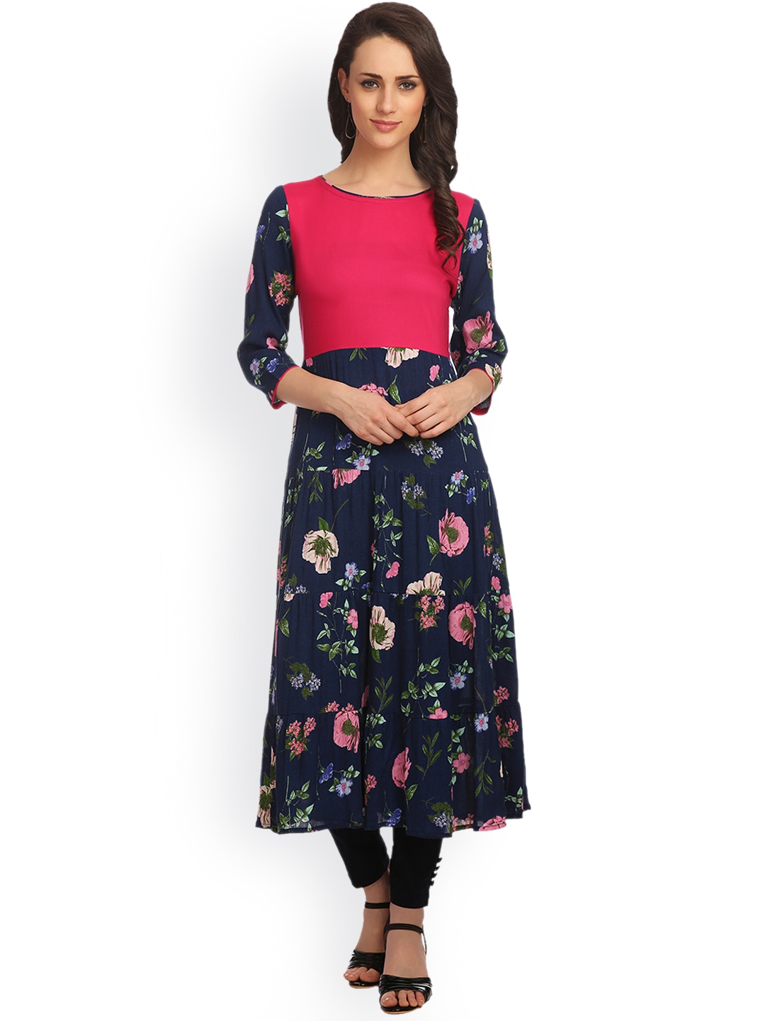 Buy Alom Women Blue & Pink Printed Anarkali Kurta - Kurtas for Women ... Buy Alom Women Blue & Pink Printed Anarkali Kurta - Kurtas for Women ...
