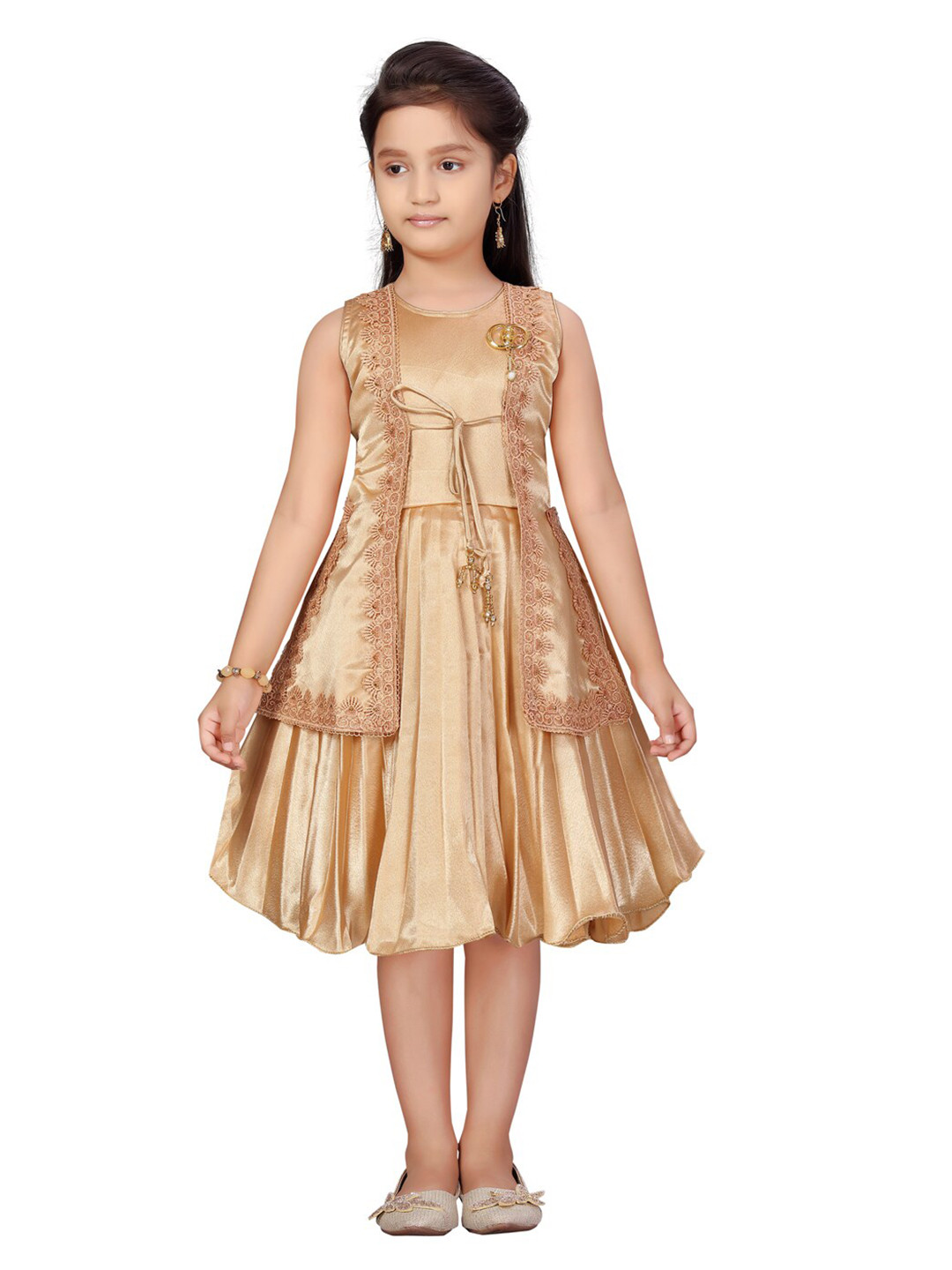 Buy Aarika Gold Toned Dress - Dresses for Girls 19234510 | Myntra
