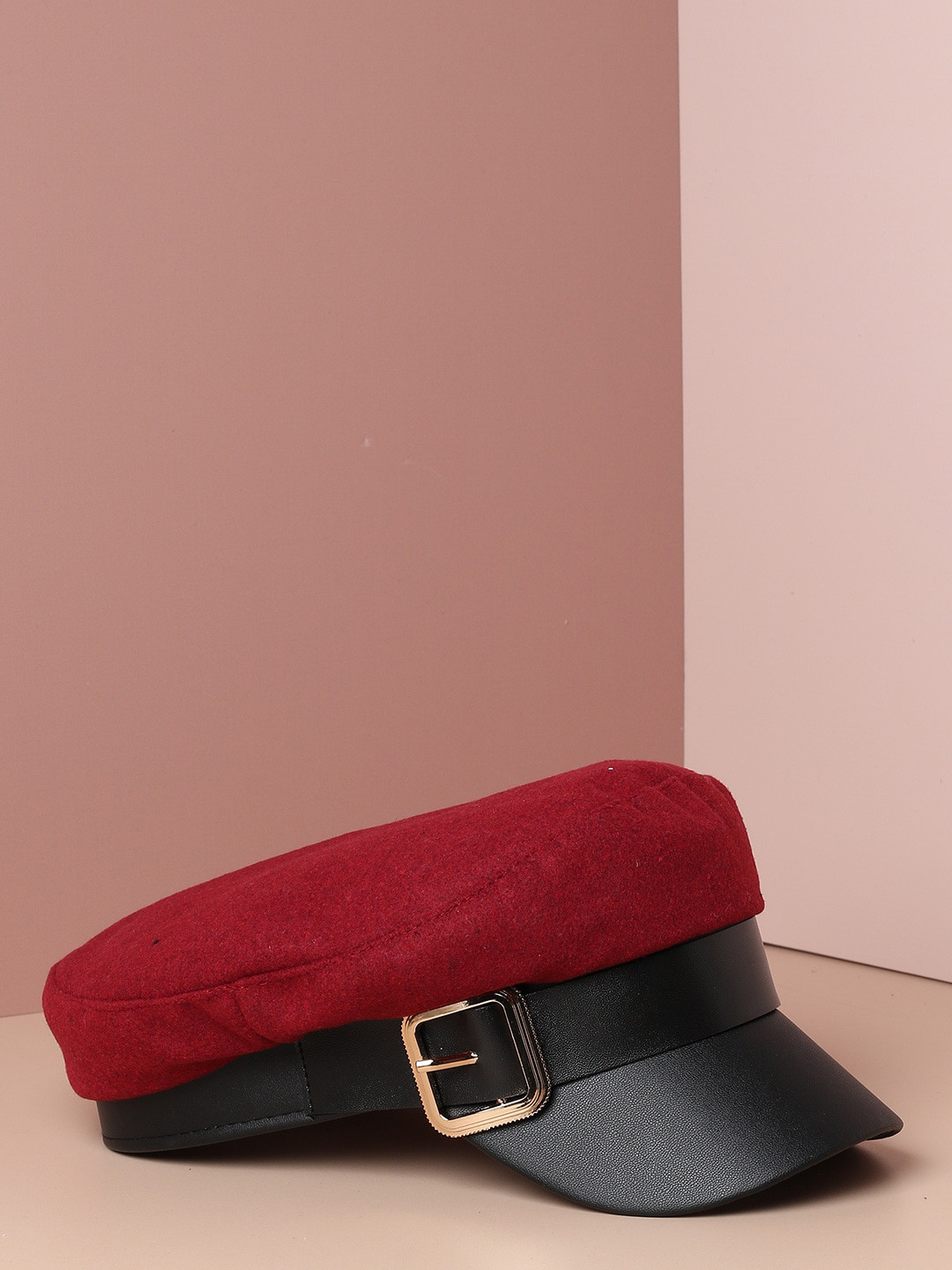 Buy HAUTE SAUCE By Campus Sutra Women Red Solid Vintage Breton Cap Hat ...