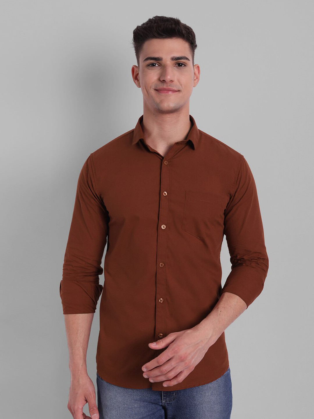 Buy Majestic Man Men Rust Slim Fit Casual Shirt - Shirts for Men ...