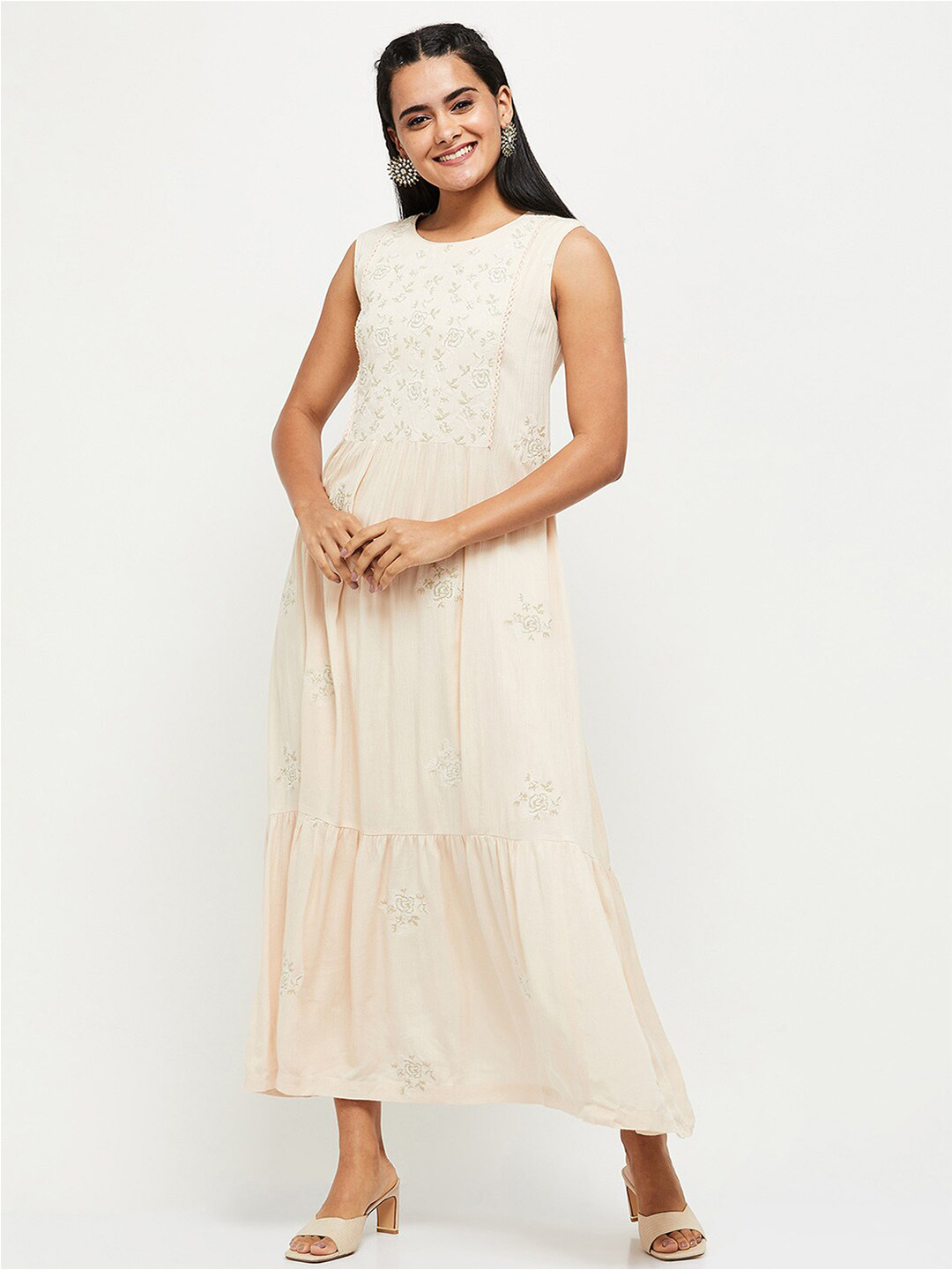 Buy Max Beige Floral A Line Maxi Dress - Dresses for Women 19240616 ...