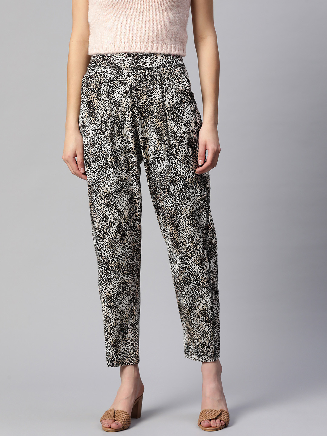 Buy Marks & Spencer Women Animal Printed High Rise Jersey Pleated ...