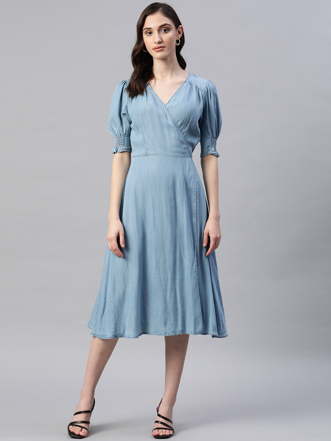 Buy Marks & Spencer Chambray Wrap Midi Dress - Dresses for Women ...