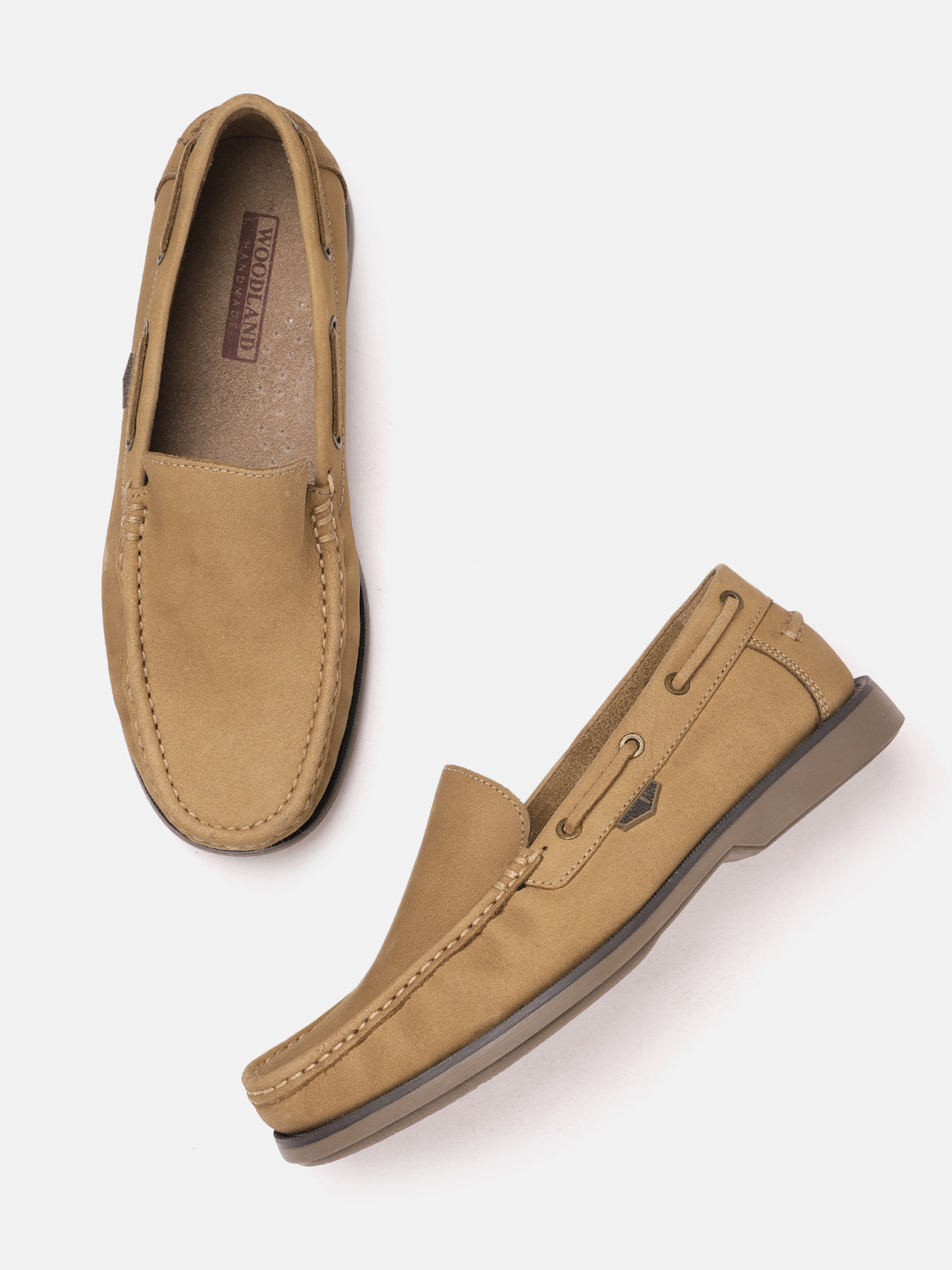 Buy Woodland Men Camel Brown Solid Leather Boat Shoes - Casual Shoes ...