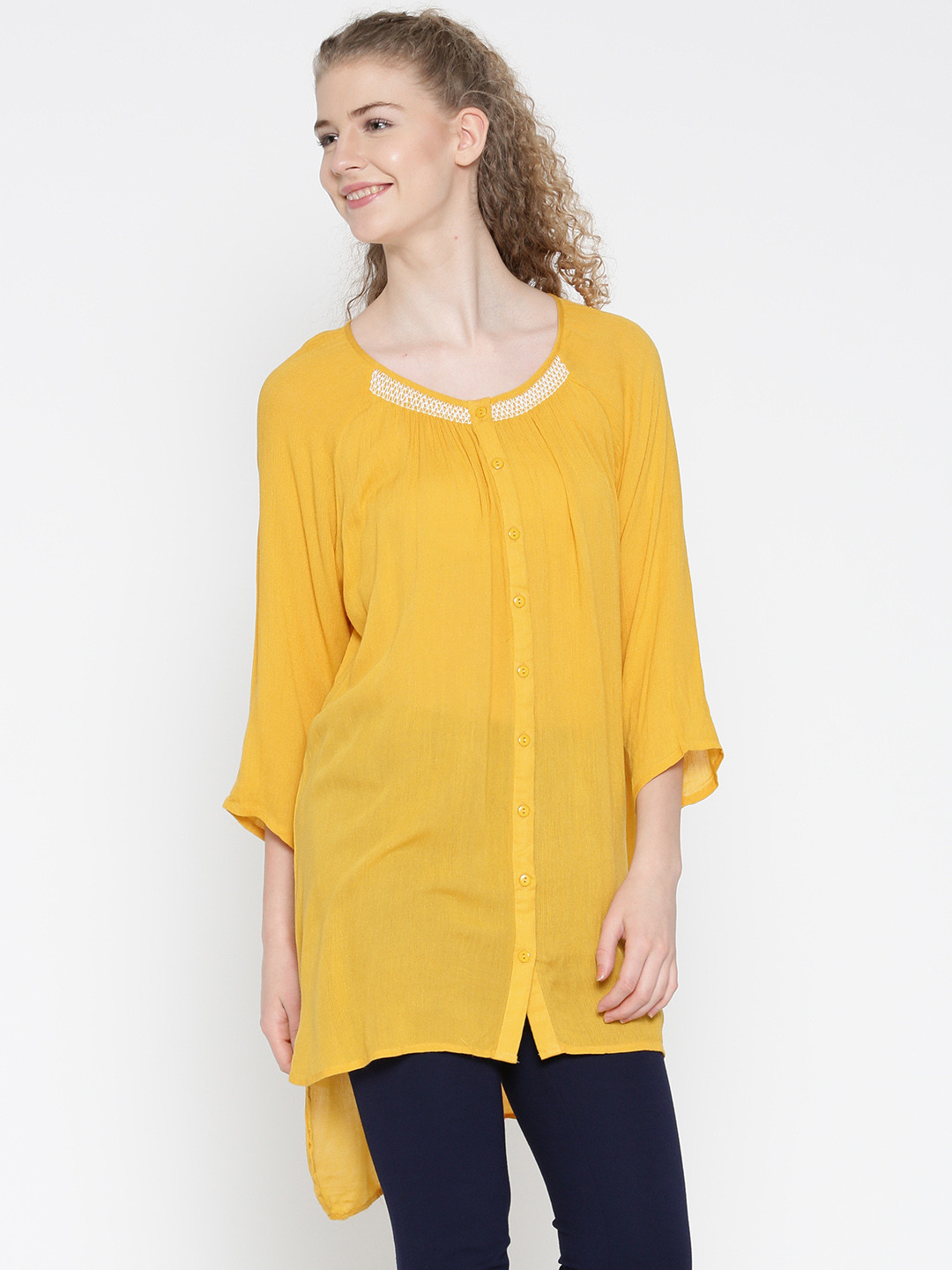 Buy Noi Yellow Semi Sheer High Low Tunic - Tunics for Women 1924496 ...