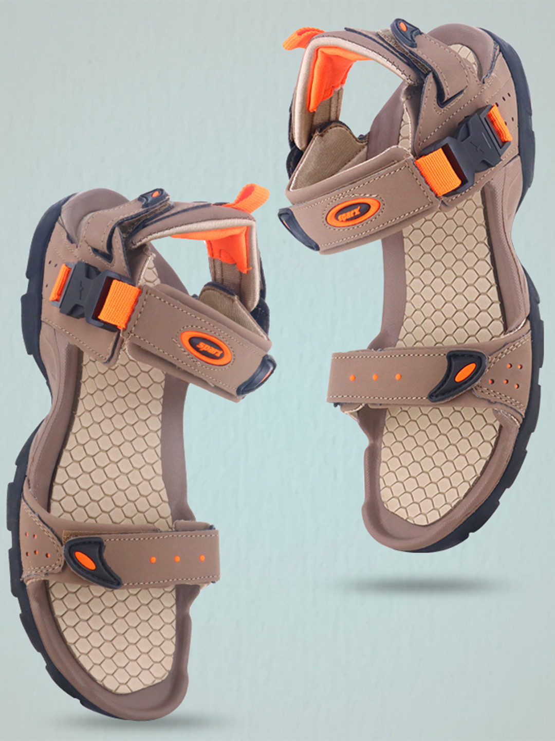 Buy Sparx Men Brown & Orange Coloured Solid Sports Sandal - Sandals for ...