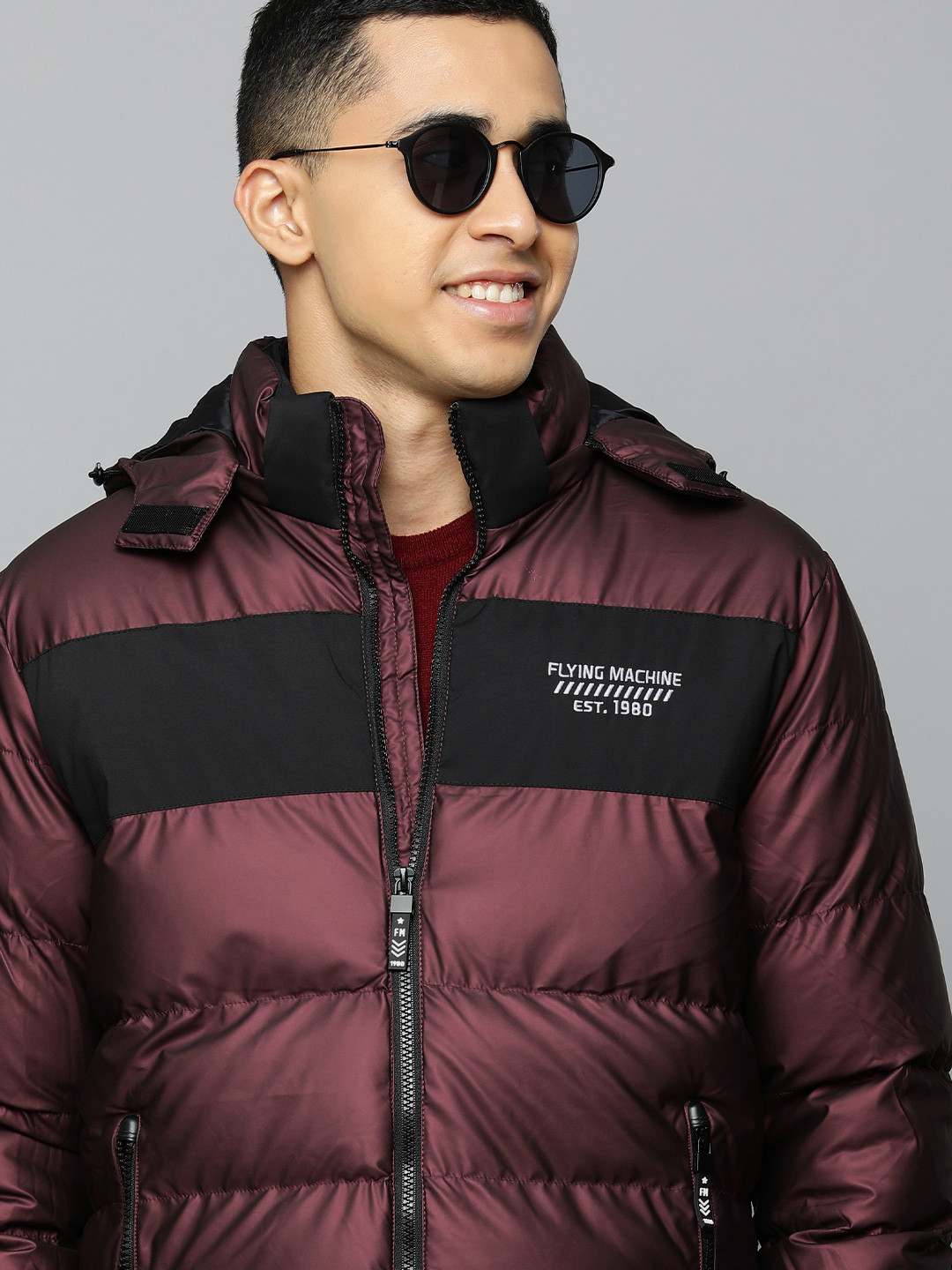 Buy Flying Machine Men Maroon Puffer Jacket - Jackets for Men 19246120 ...