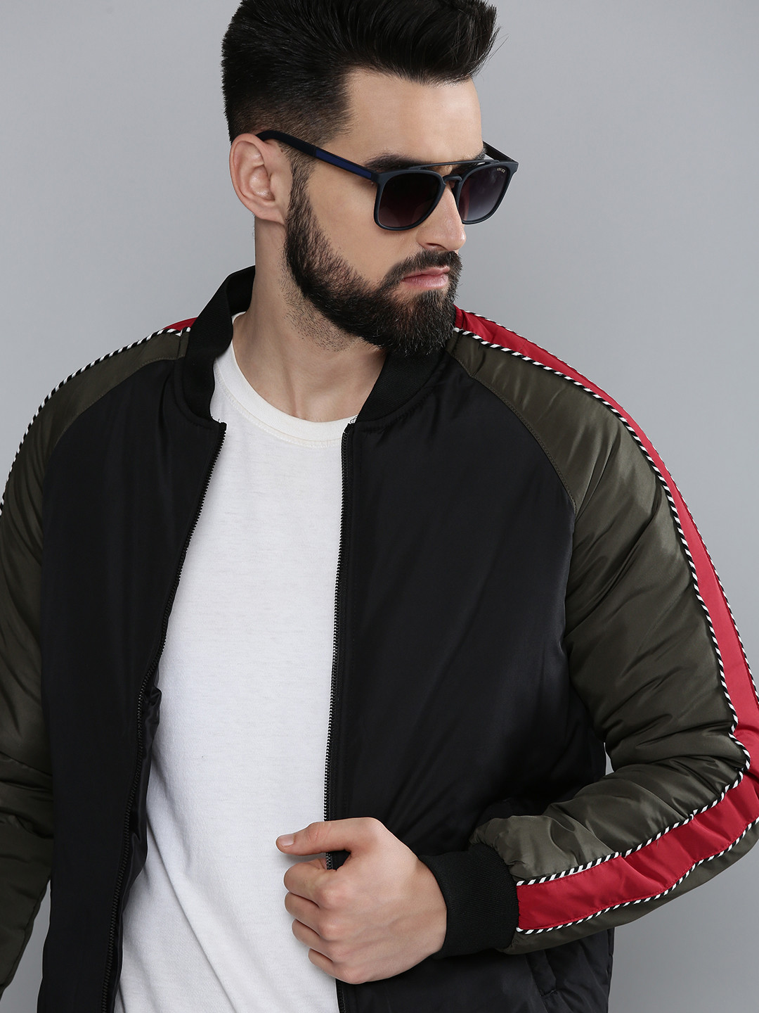 Buy Flying Machine Men Black Solid Bomber Jacket - Jackets for Men ...