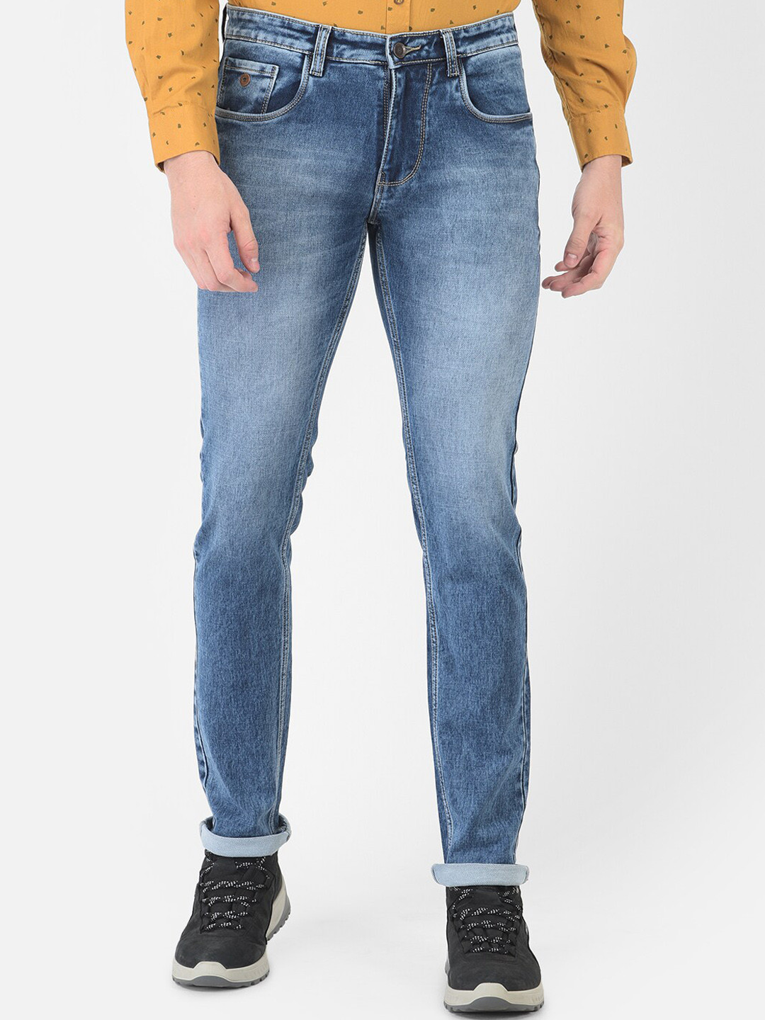 Buy Turtle Men Blue Tapered Fit Mildly Distressed Light Fade ...