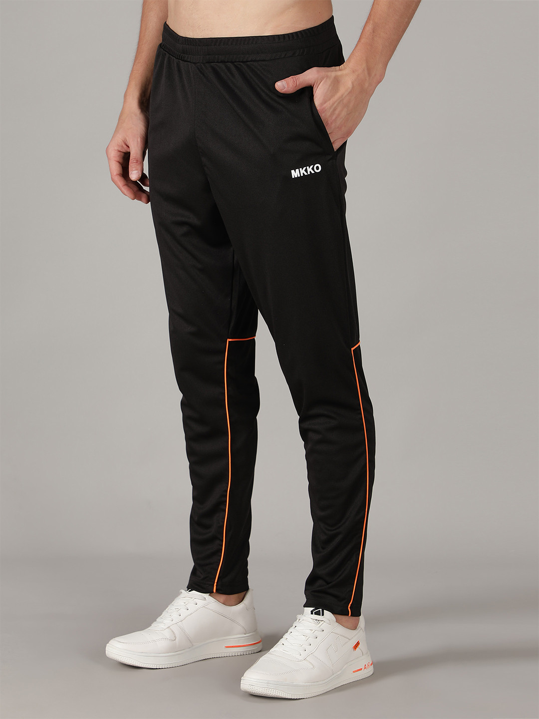 Buy MKKO Men Black Solid Slim Fit Track Pants - Track Pants for Men ...