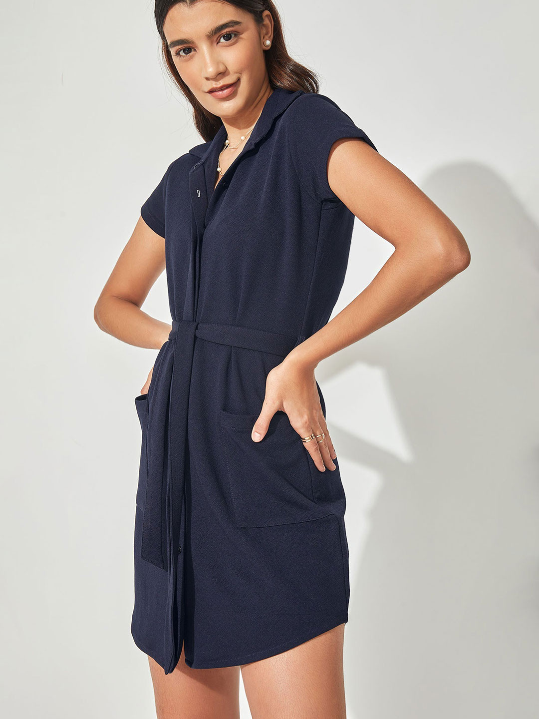 Buy The Label Life Navy Blue Pocket Shirt Dress - Dresses for Women ...