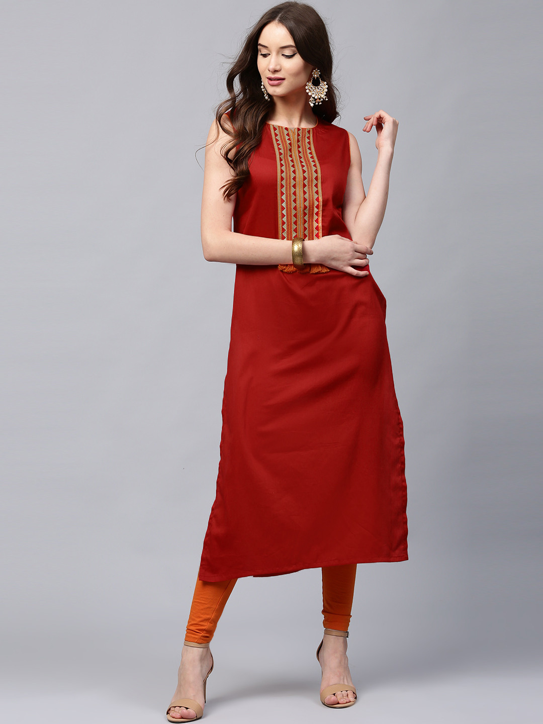 Buy Libas Women Red Solid Straight Kurta - Kurtas for Women 1925170 | Myntra