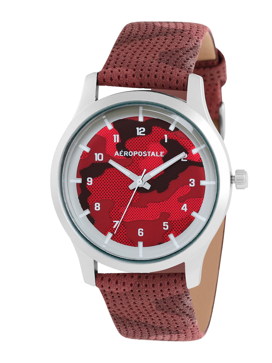 Buy Aeropostale Men Red Brass Printed Dial & Red Textured Straps ...
