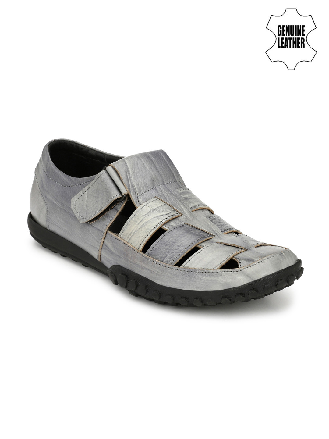 Buy Afrojack Men Grey Leather Closed Sandals - Sandals for Men 1925670 ...