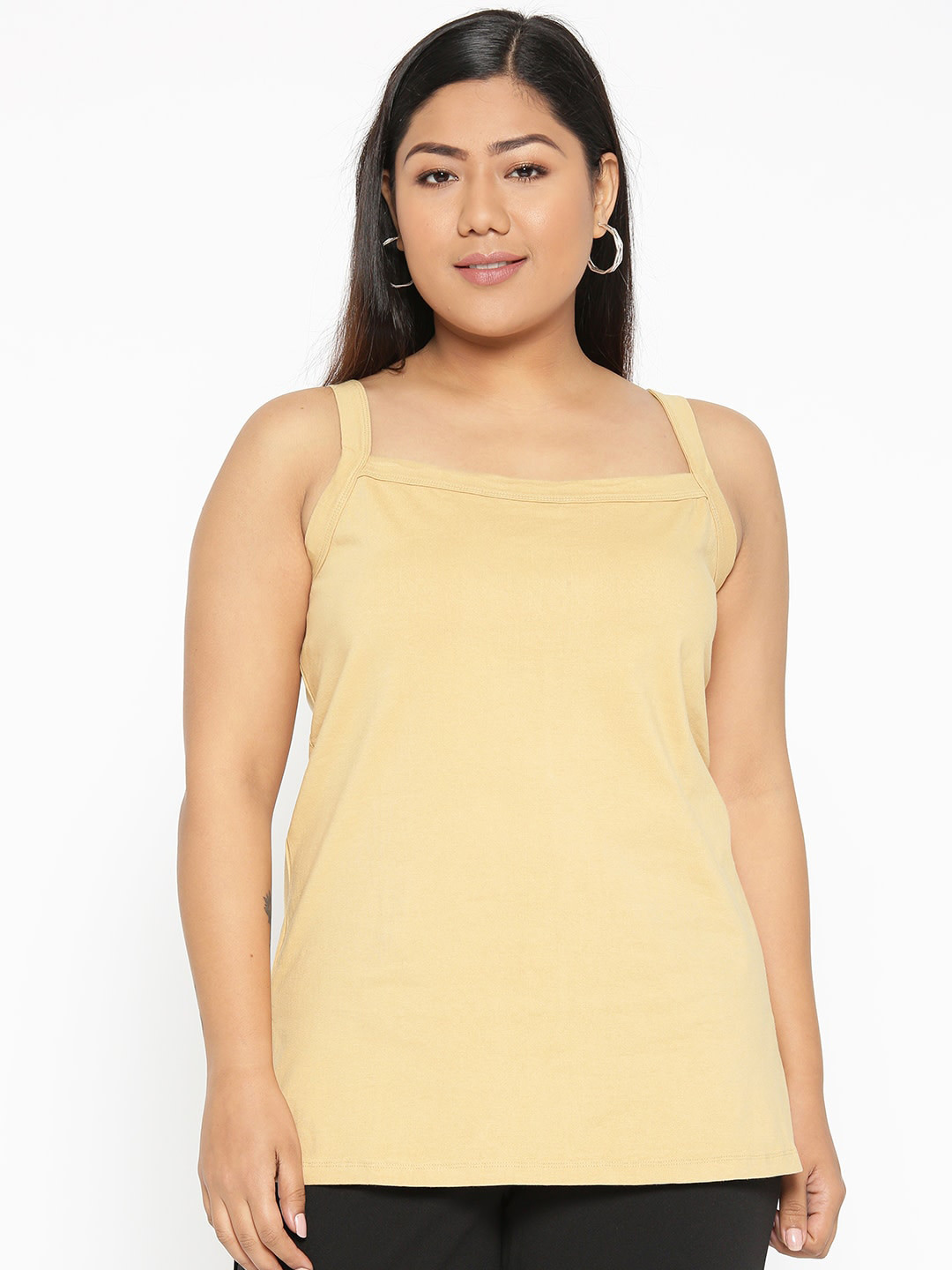 Buy TheRebelinme Women Beige Solid Non Padded Camisoles - Camisoles for ...