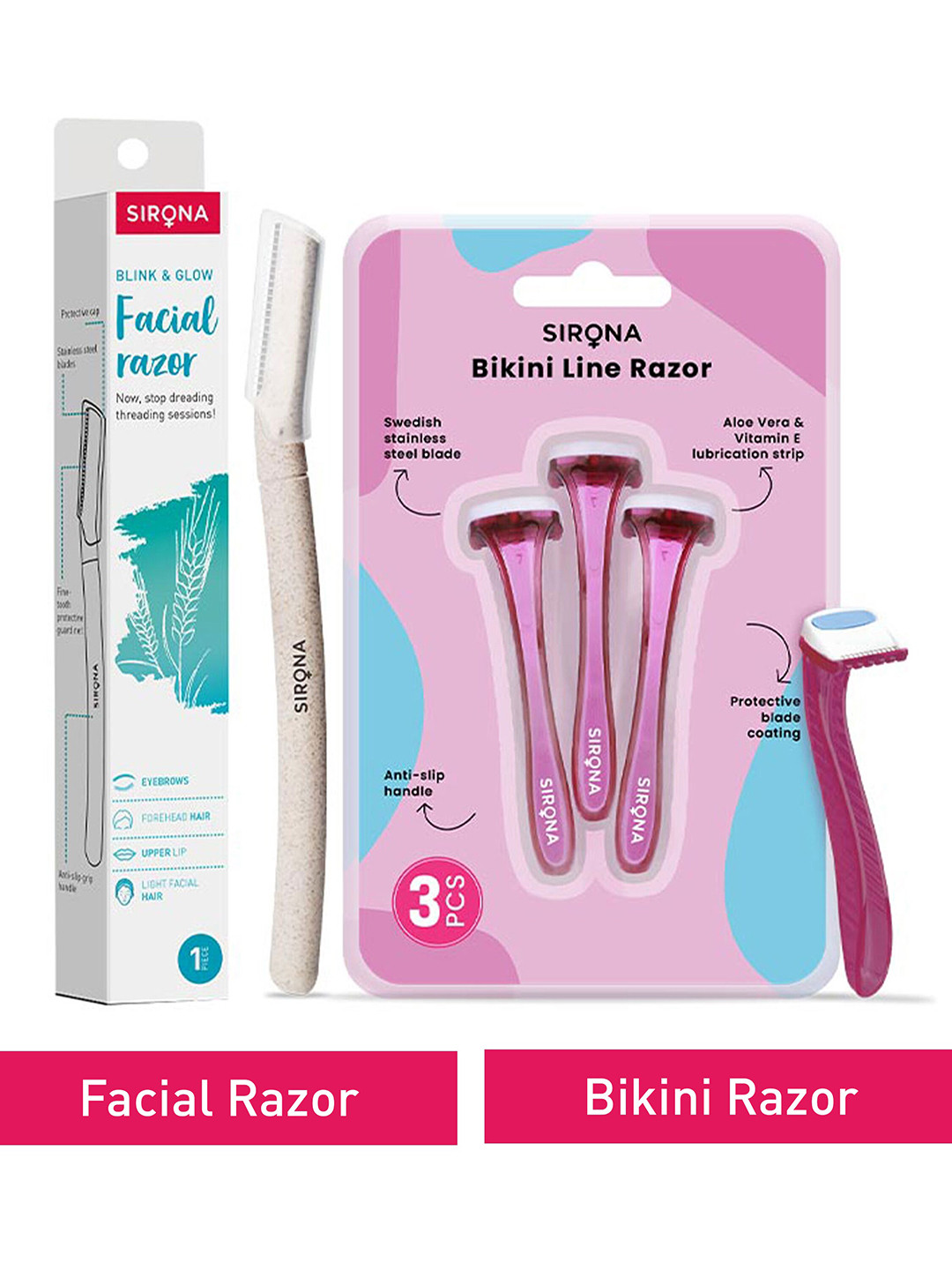 Buy Sirona Set Of 4 Blink And Glow Face Razor & Bikini Line Razors ...