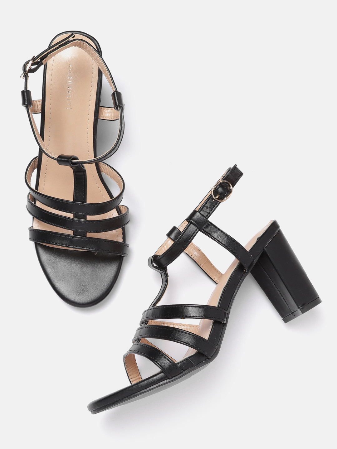 Buy Allen Solly Women Black Solid Strappy Block Heels - Heels for Women ...