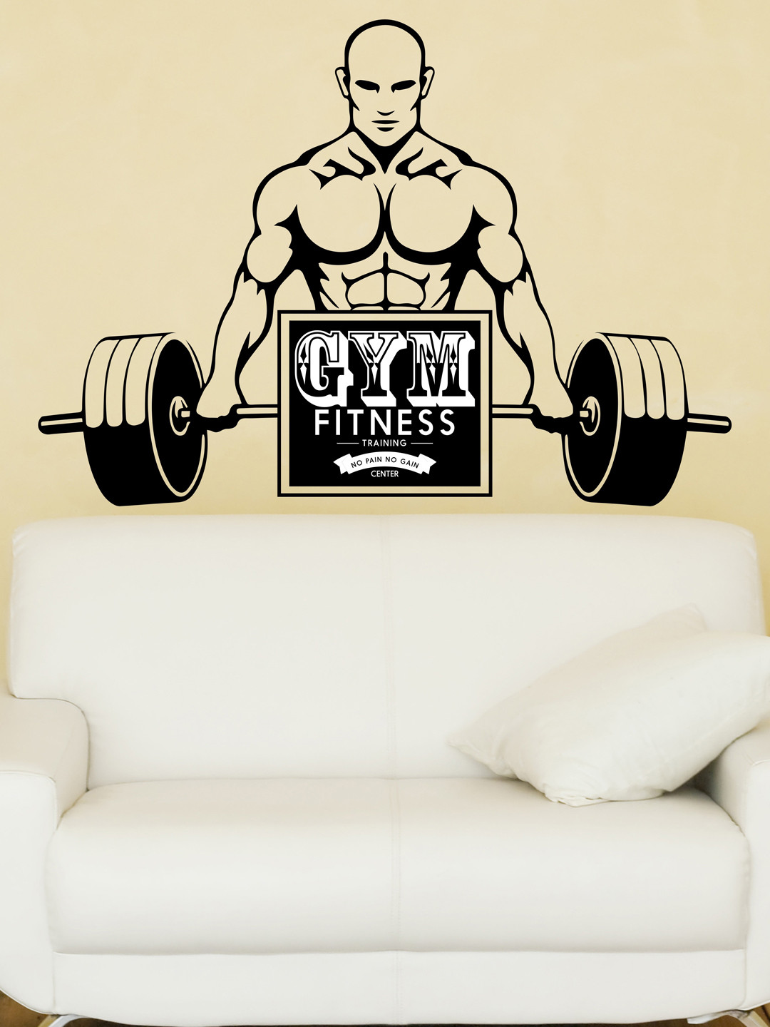 Buy WALLSTICK Black Printed Gym Wallsticker - Decals And Stickers for ...