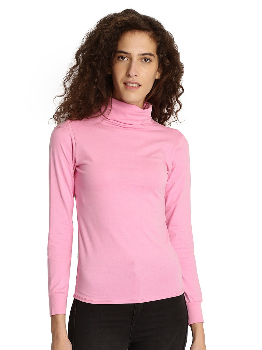 Buy Blue Chic Women Pink Solid Pure Cotton High Neck Top Tops For Women 19268766 Myntra